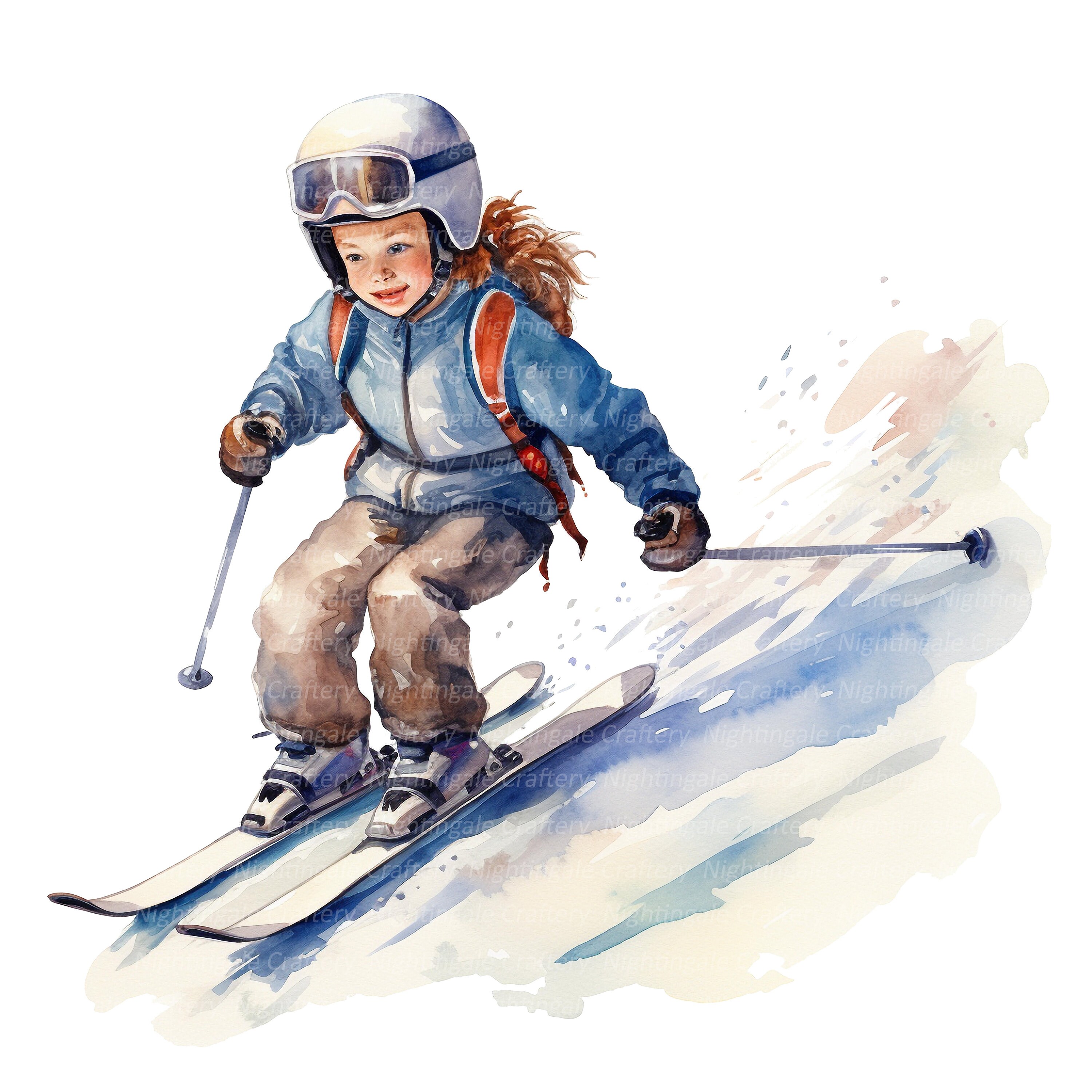 Kids Skiing Clipart