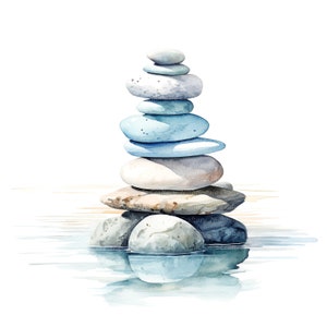 14 Zen Stones Clipart, Meditation Stones, Printable Watercolor Clipart ...