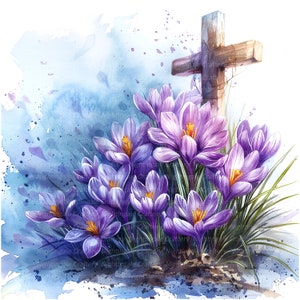 13 Cross Spring Flowers Clipart, Floral Cross, Forget Me Not, Printable ...