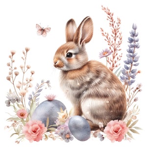 9 Easter Bunny Clipart Set 2, Rabbit Clipart, Printable Watercolor ...