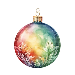 12 Vintage Christmas Bauble Clipart, Printable Watercolor Clipart, High ...