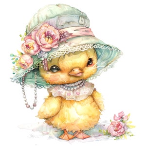 12 Victorian Duckling Clipart, Duck Clipart, Printable Watercolor ...