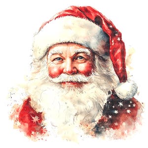 12 Vintage Christmas Santa Claus Clipart, Printable Watercolor Clipart ...