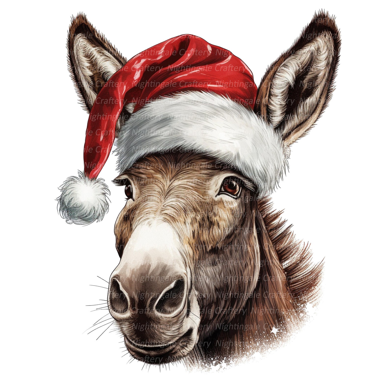 9 Christmas Donkey Clipart, Vintage Donkey, Printable Watercolor ...