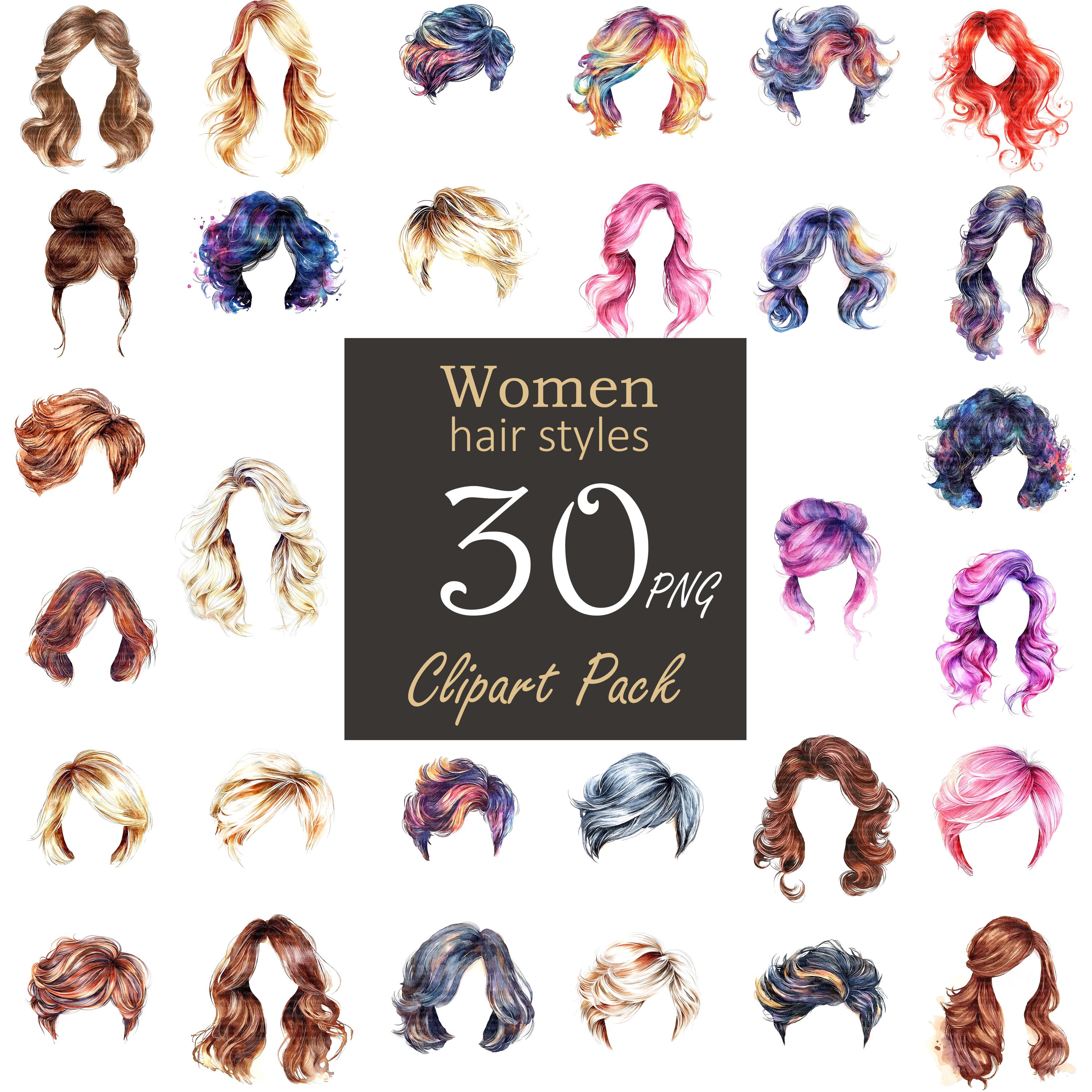 30 PNG Woman Hair Clipart, Hairstyles Clipart, Hair Style, Printable ...