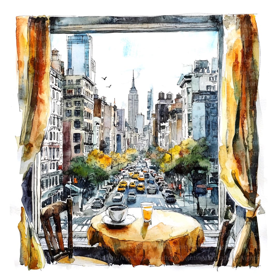 14 Window City View Clipart, Window With City Landscape, Printable ...