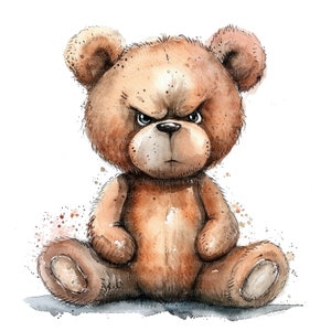 11 Grumpy Teddy Bear Clipart, Teddy Bear Print, Printable Watercolor ...