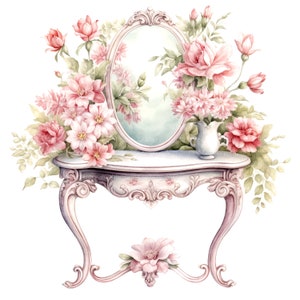 14 Floral Dressing Table Clipart, Cosmetic Table, Digital Clipart ...