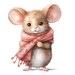 10 Mouse With Scarf Clipart, Winter Mouse, Printable Watercolor Clipart ...