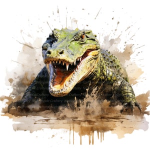 10 Crocodile Clipart, Crocodile in Swamp, Printable Watercolor Clipart ...