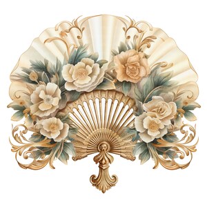 10 Luxury Hand Fan Clipart, Vintage Hand Fan, Printable Watercolor ...