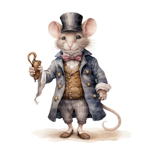 16 Victorian Vintage Mouse Clipart, Mice Clipart, Printable Watercolor ...