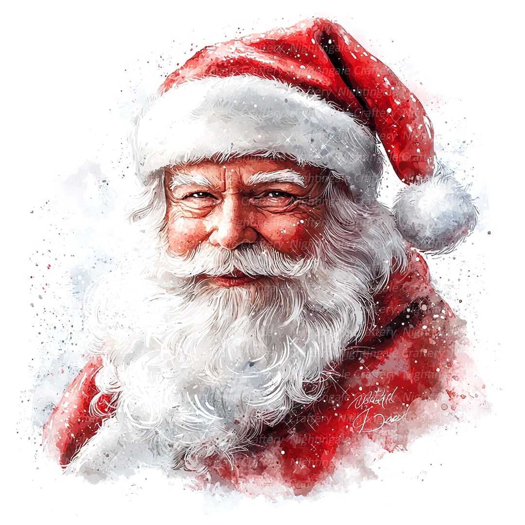 9 Christmas Santa Claus Clipart Set 2, Printable Watercolor Clipart ...