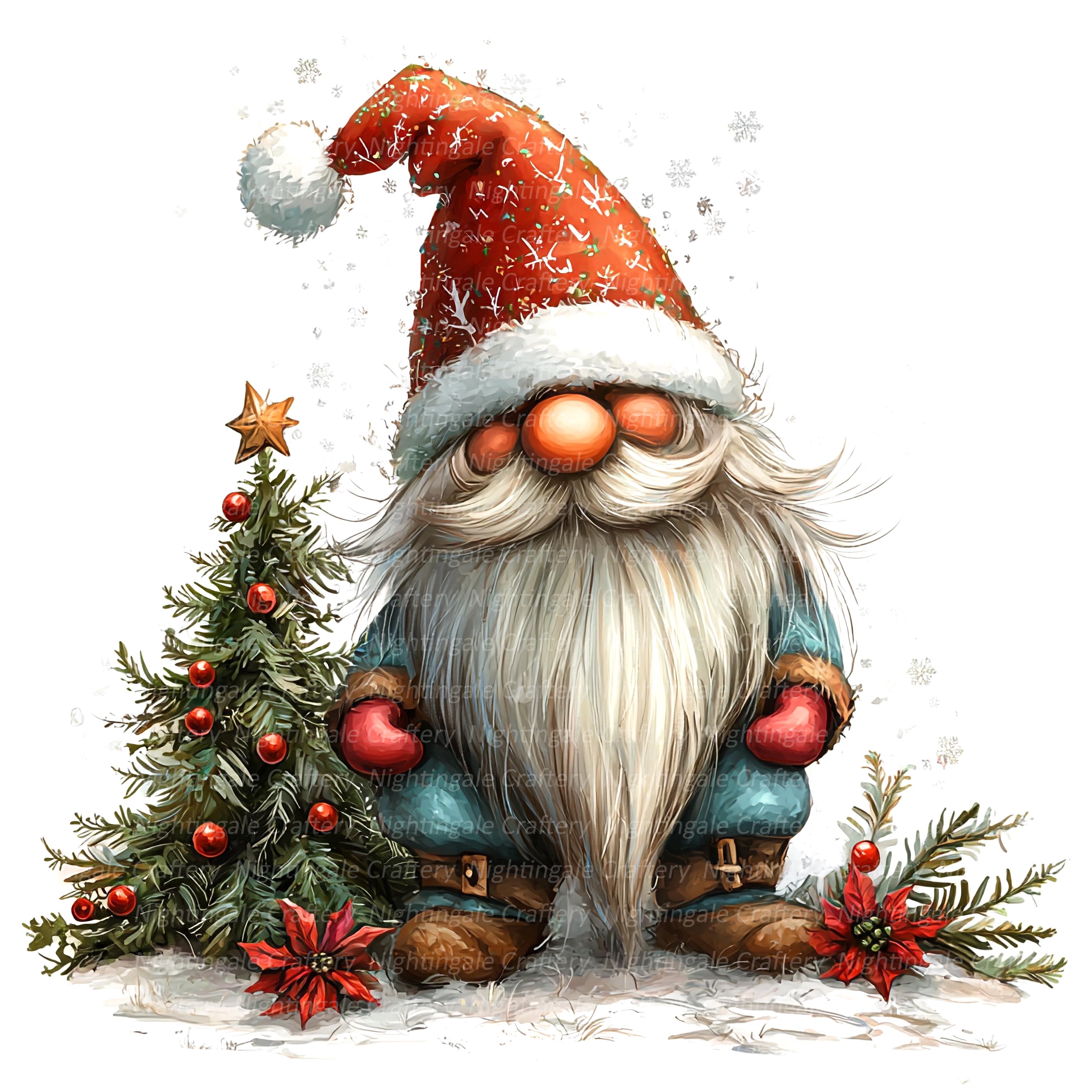12 Festive Gnome Set 2, Christmas Gnome Clipart, Printable Watercolor ...