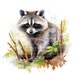 Raccoon in Forest Clipart, Printable Watercolor Clipart, 10 High ...