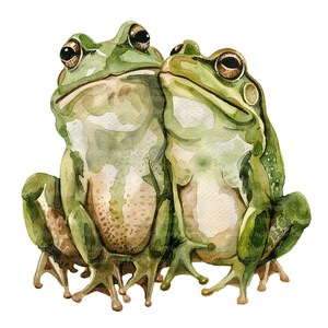 8 Frogs Friends Clipart, Frogs Hugging Clipart, Printable Watercolor ...