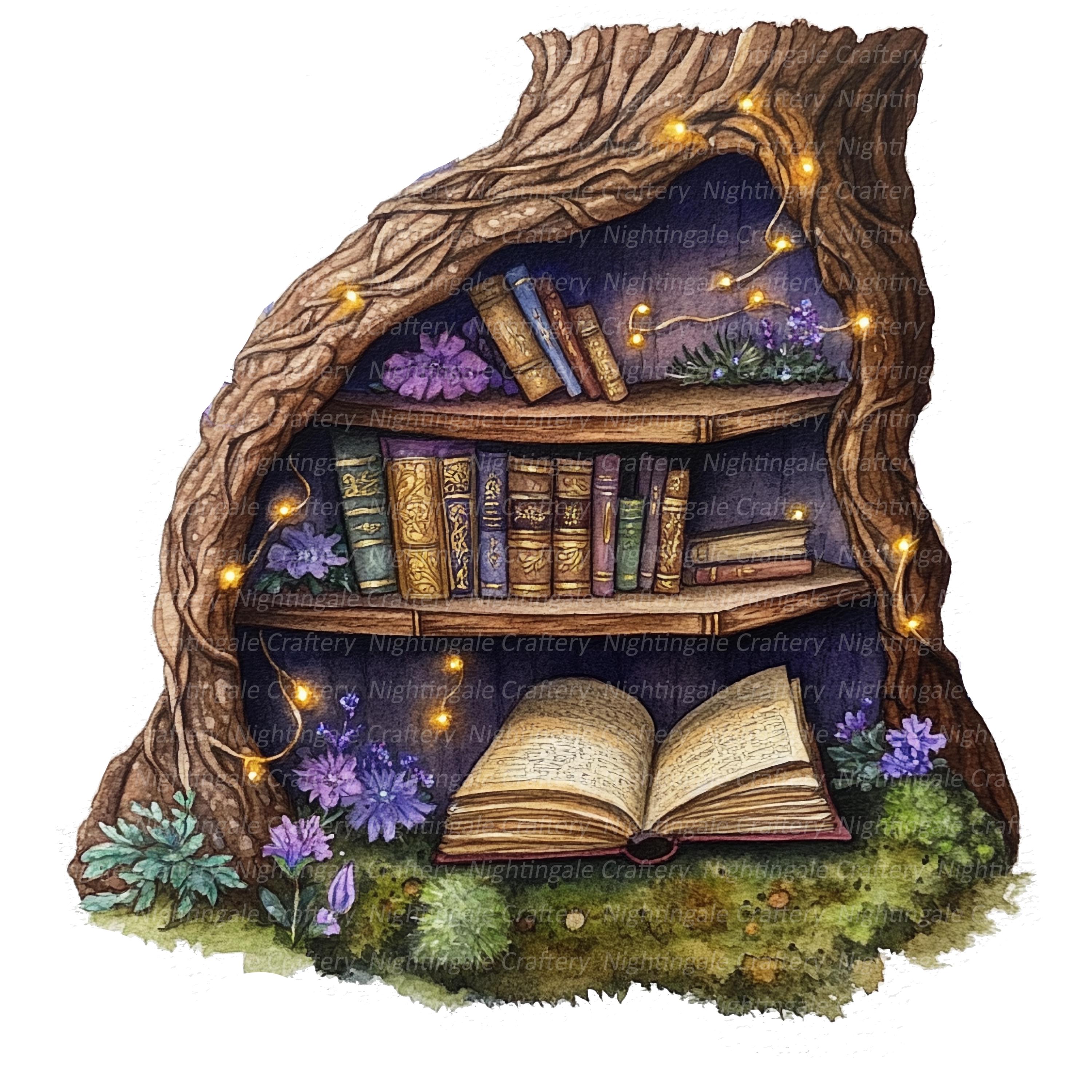 12 Fairy Library Clipart, Fairy Books Clipart, Printable Watercolor ...