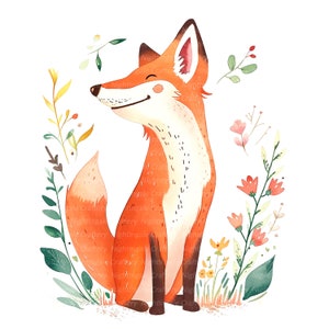9 Boho Fox Cartoon Clipart Set 2, Cartoon Fox, Printable Watercolor ...