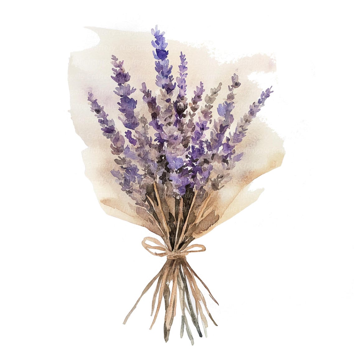 Lavender Clipart, Lavender Bouquet Set, Printable Watercolor Clipart ...