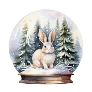 11 Bunny Christmas Snow Globe Clipart, Christmas Snowglobe, Christmas ...