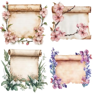 20 Spring Theme Scroll Clipart, Vintage Scroll, High Quality Jpgs ...