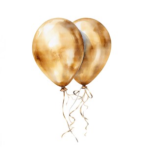 14 Golden Balloons Clipart, Party Balloons Clipart, Printable ...