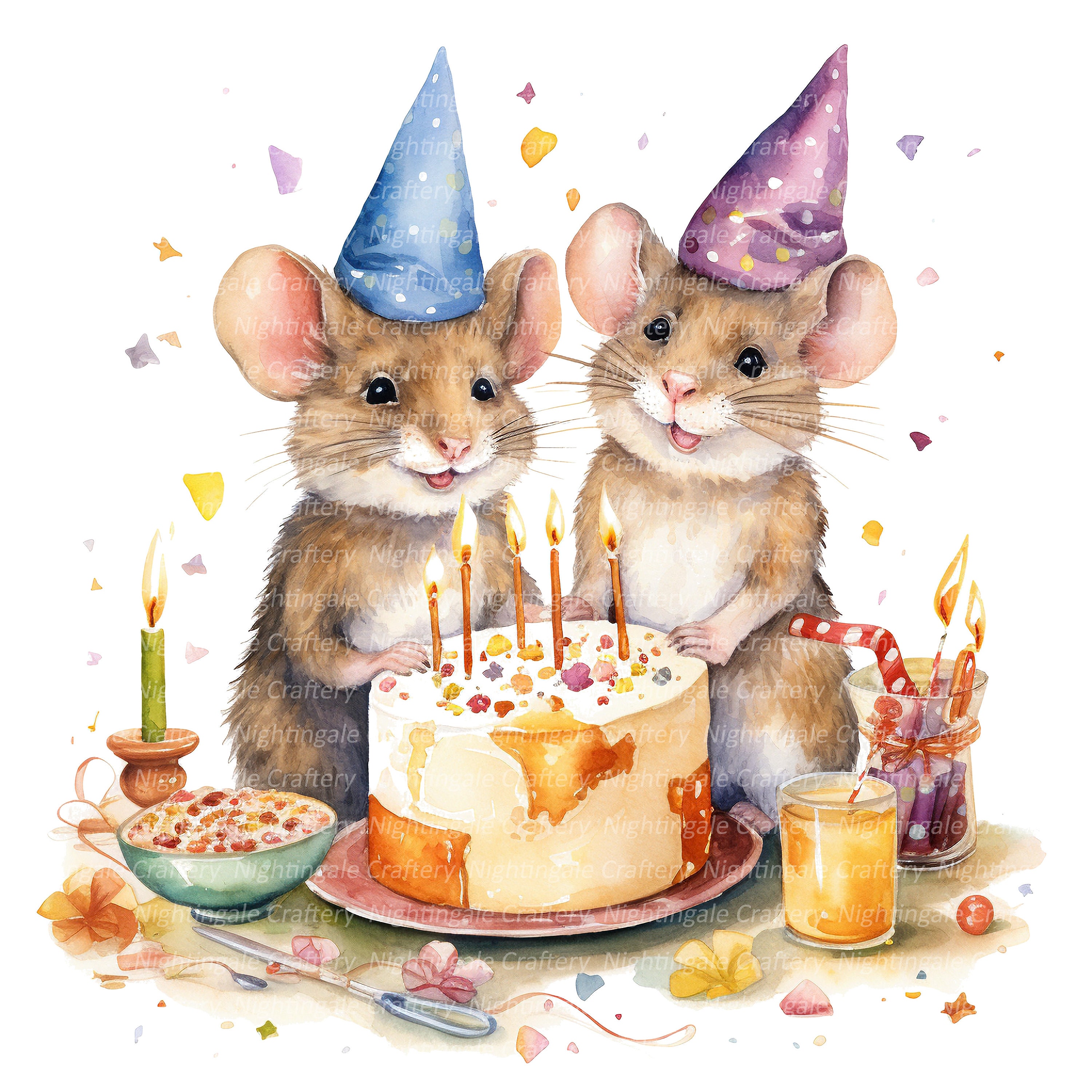 Mouse Party Clipart Printable Watercolor Clipart 10 High - Etsy UK