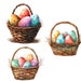 14 Easter Eggs Basket Clipart, Easter Basket, Printable Watercolor ...