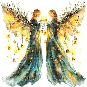 12 Angels and Bells Clipart, Christmas Angel Clipart, Digital Clipart ...