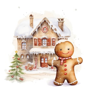 12 Gingerbread House and Man Clipart, Christmas Clipart, Printable ...