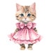 Cute Kitten in Pink Dress Clipart, Printable Watercolor Clipart, 10 ...