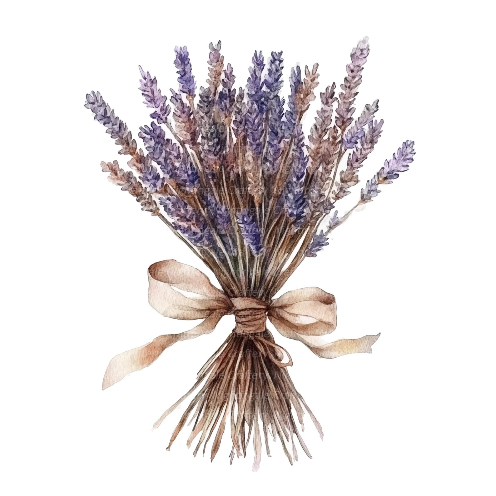Lavender Clipart, Lavender Bouquet Set, Printable Watercolor Clipart ...