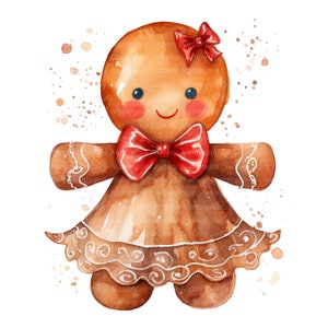 14 Gingerbread Girl Clipart, Christmas Clipart, Printable Watercolor ...