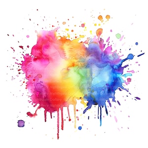 14 Color Splash Clipart, Paint Splash Coloured, Printable Watercolor ...