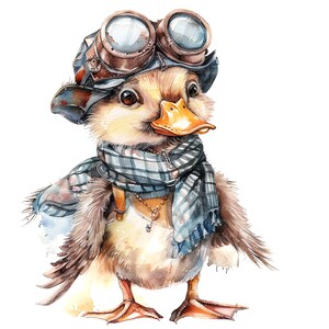 12 Duckling Pilot Clipart, Steampunk, Duck, Printable Watercolor ...