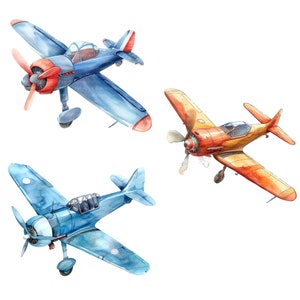 14 Cartoon Plane Clipart, Watercolor Plane, Printable Watercolor ...