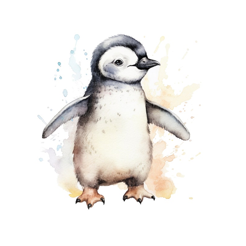 Penguin Baby Clipart Printable Watercolor Clipart 12 High - Etsy