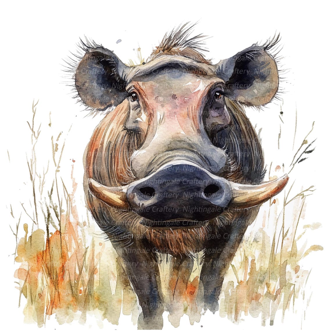 10 Warthog Clipart, Watercolor Warthog, Printable Watercolor Clipart ...