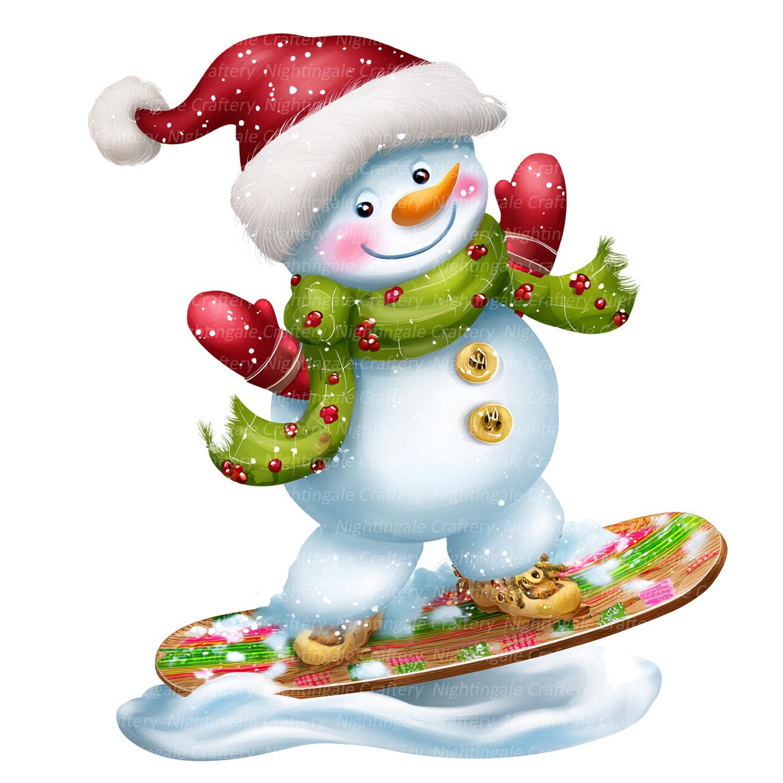Skating Snowman Clipart: Christmas Watercolor Designs (digital Download ...