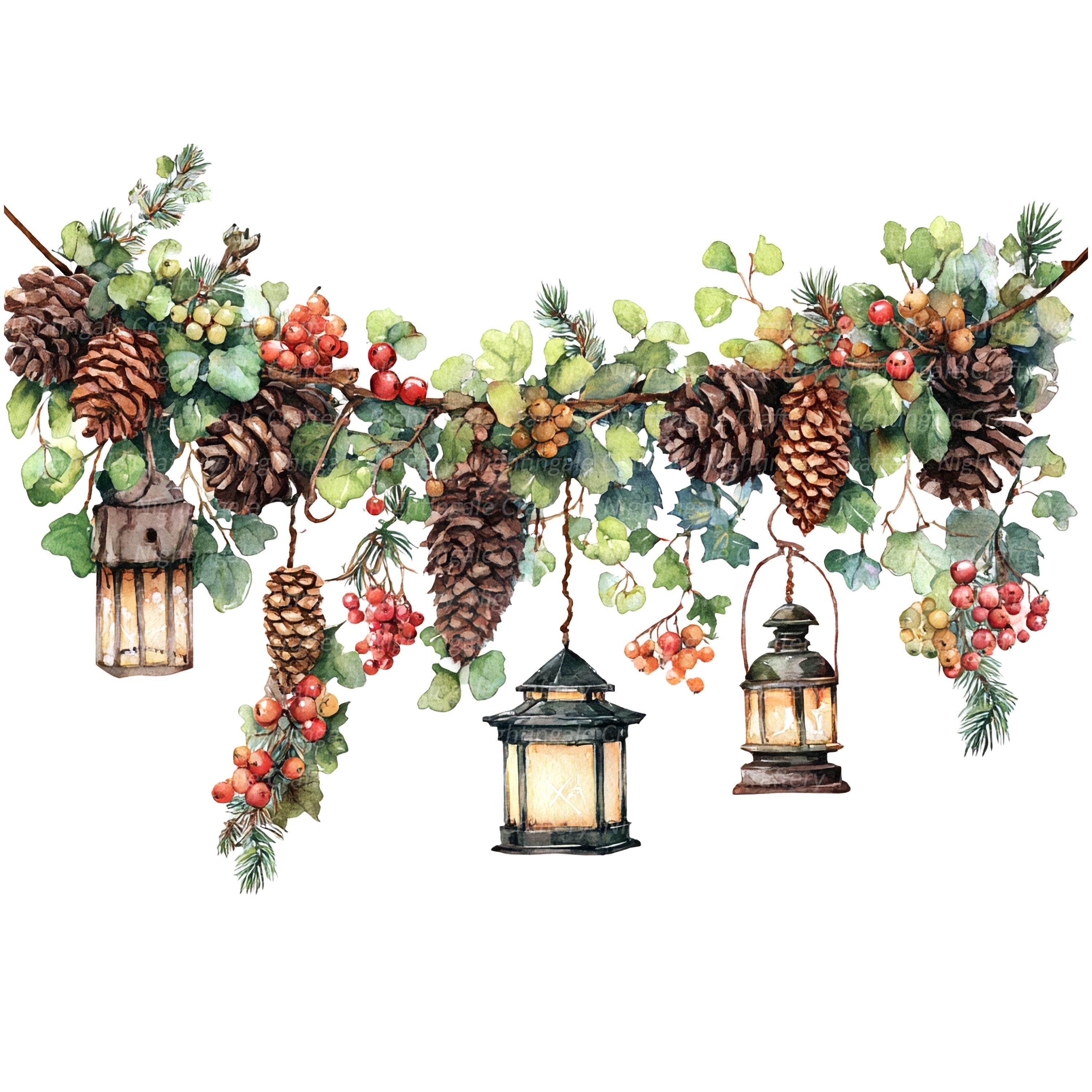 12 Autumn Bunting Clipart, Christmas Garland Clipart, Printable ...