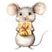 8 Mouse and Present Clipart, Birthday Card, Printable Watercolor ...
