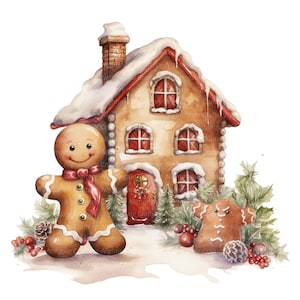 12 Gingerbread House and Man Clipart, Christmas Clipart, Printable ...