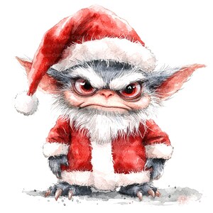 8 Christmas Goblin Clipart, Santa Goblin Grumpy, Printable Watercolor ...