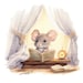 12 Mouse Reading Book Clipart, Mouse Bedroom, Printable Watercolor ...