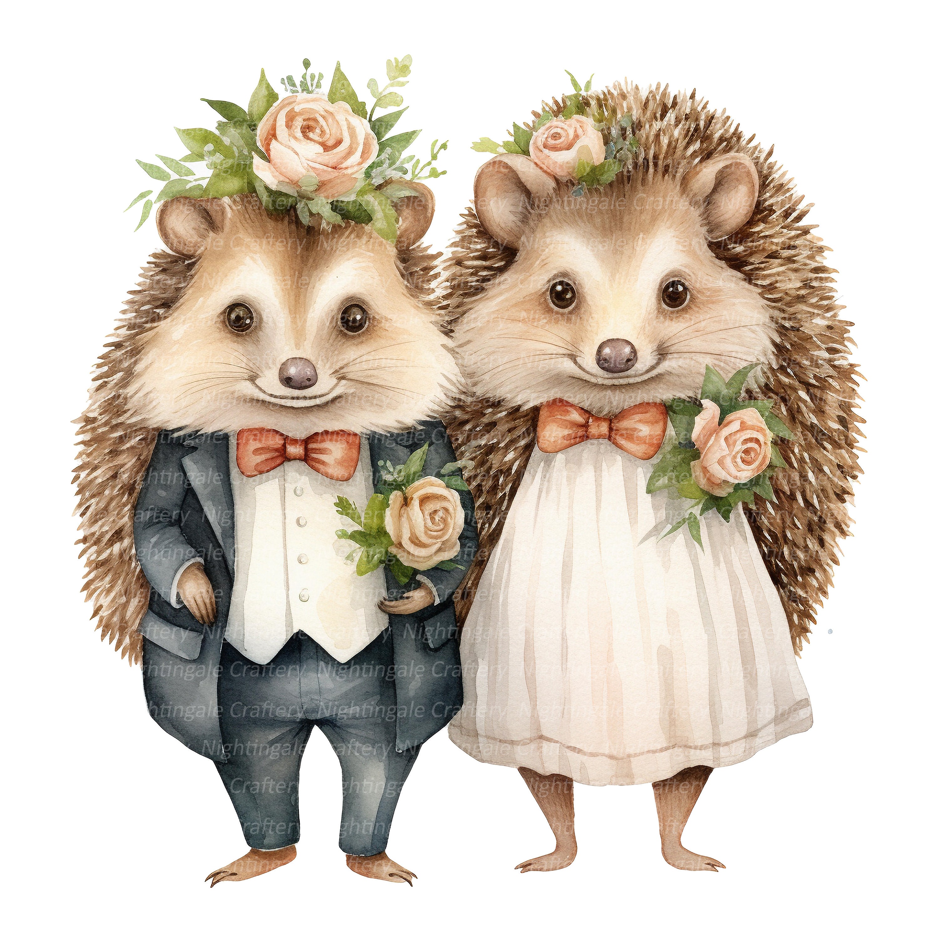 10 Cute Hedgehog Wedding Clipart Printable Watercolor - Etsy