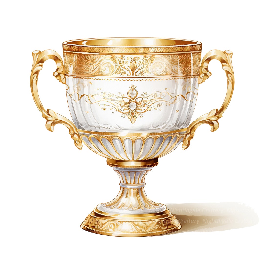 12 Golden Trophy Clipart Set 2 Cup Clipart Printable - Etsy