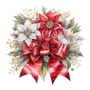 8 Poinsettia Decor Clipart, Christmas Clipart, Digital Clipart ...