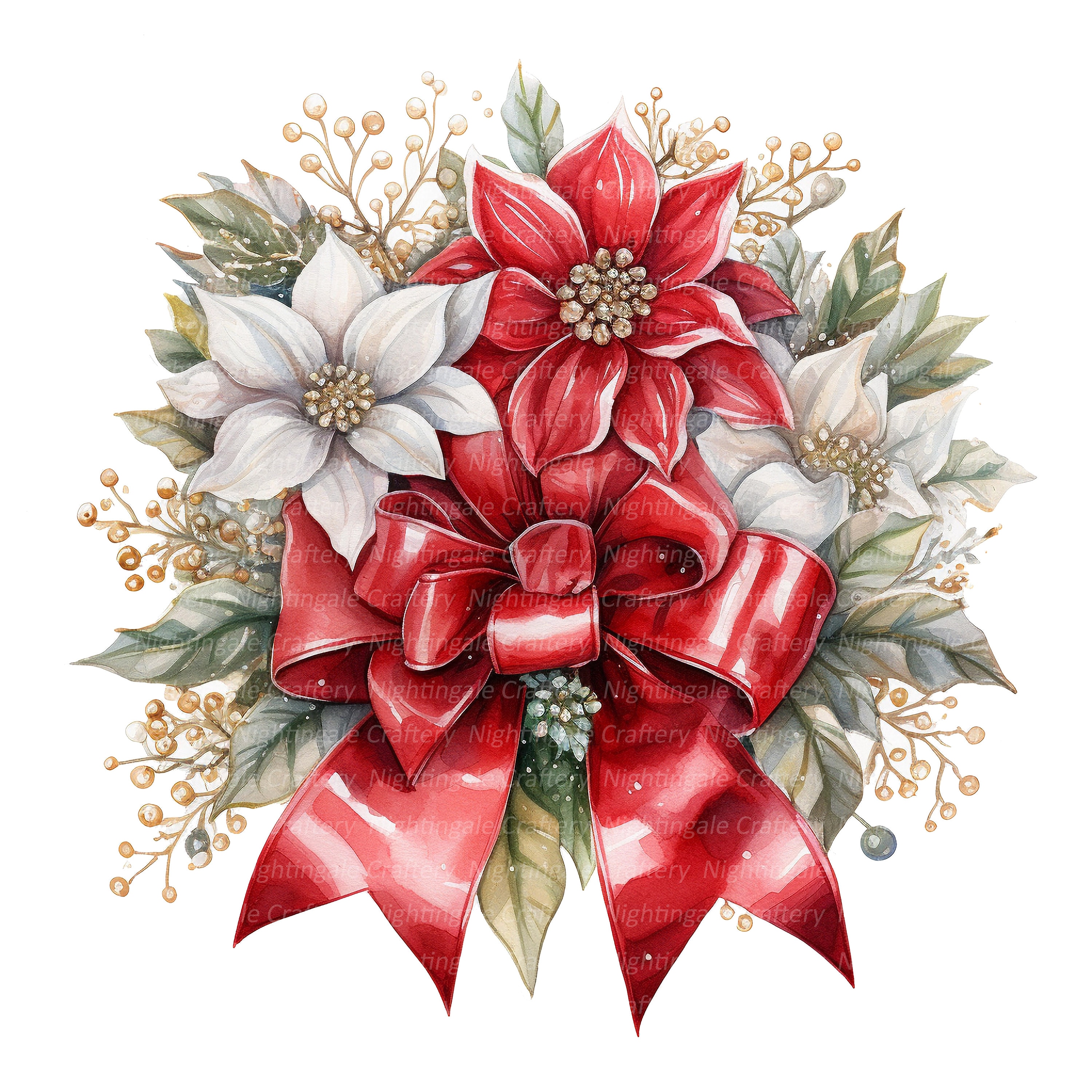 8 Poinsettia Decor Clipart, Christmas Clipart, Digital Clipart ...