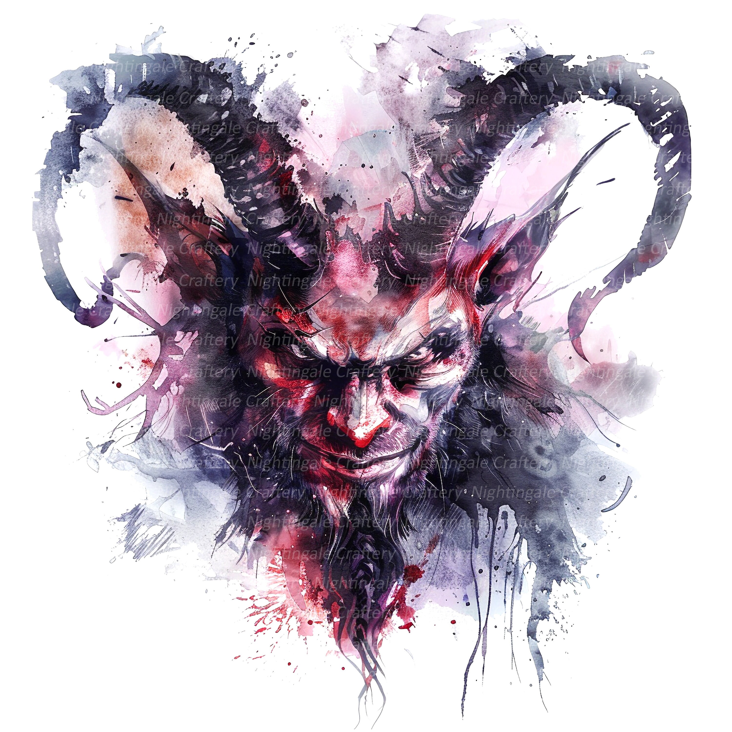 16 Devil Clipart, Demon Clipart, Watercolor Satan, Printable Watercolor ...