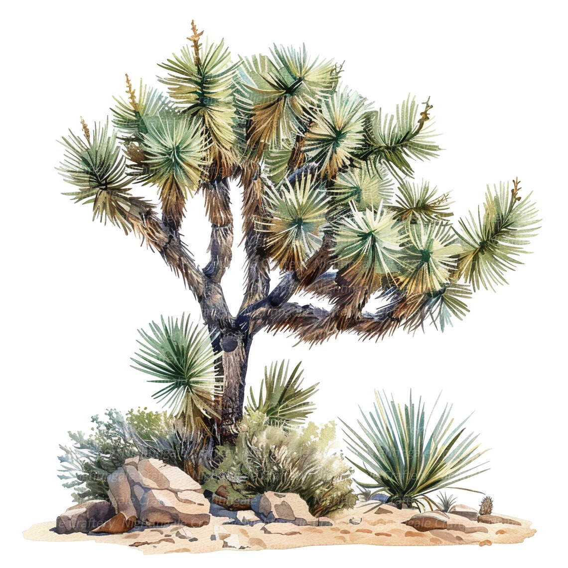 9 Joshua Tree Clipart, Joshua Tree Print, Printable Watercolor Clipart ...